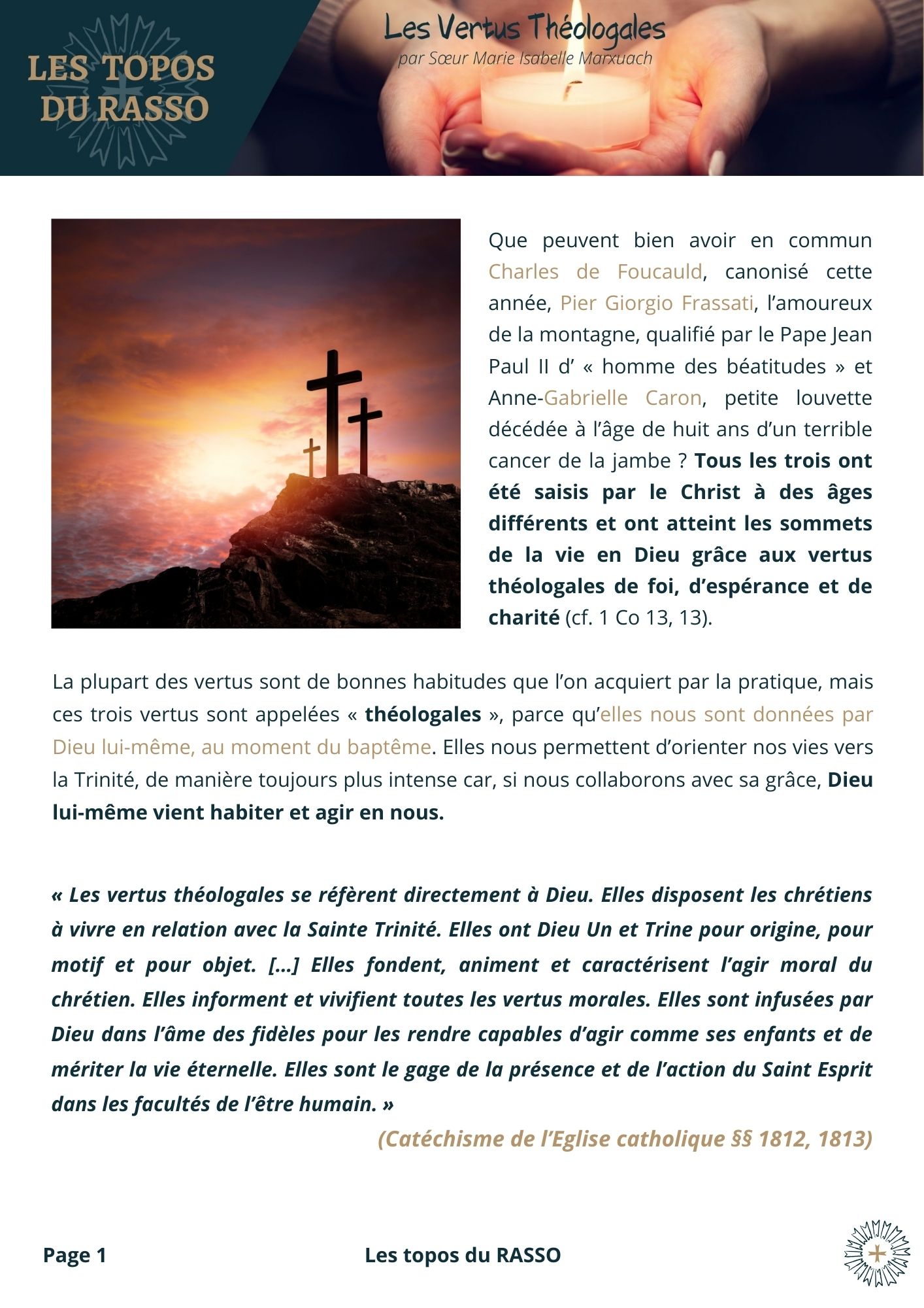[LES TOPOS DU RASSO] Les vertus théologales, par Sœur Marie-Isabelle
